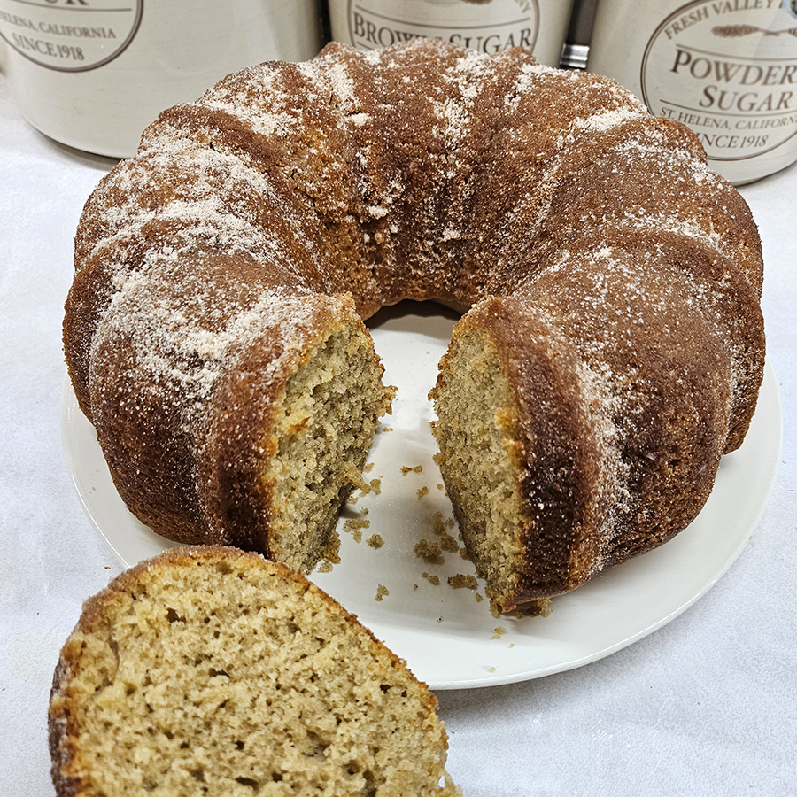 Apple Cider Doughnut Cake Made Using A Bundt Pan